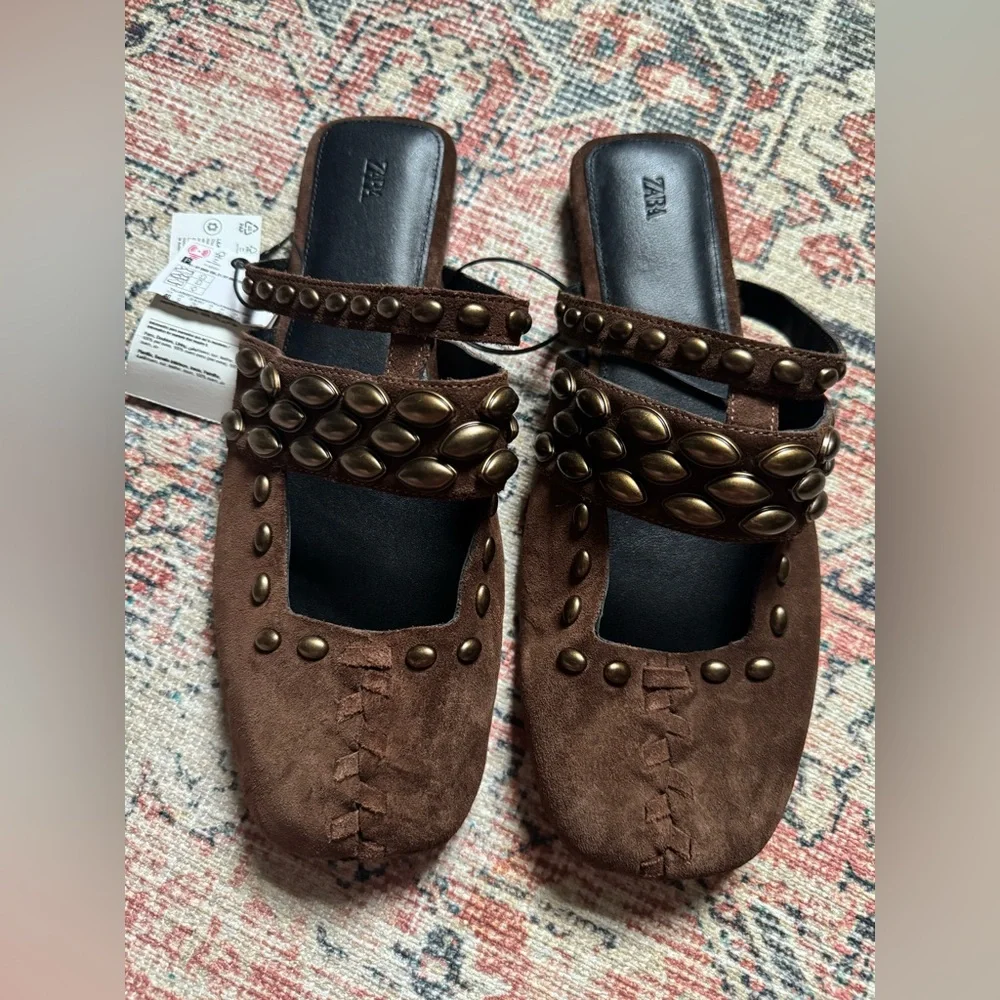 Zara | Shoes | Zara Spring 225 Studio Collection Suede Brown Split ...